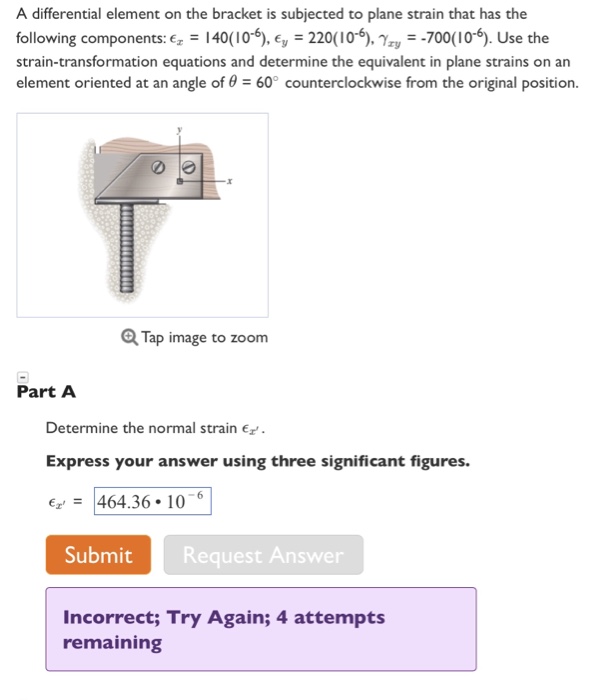 Solved A differential element on the bracket is subjected to | Chegg.com