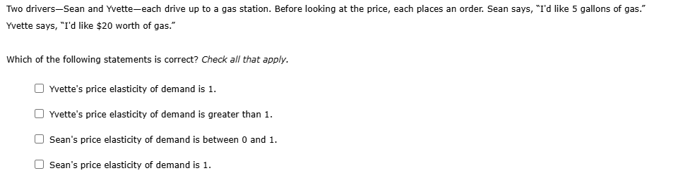 Solved Two drivers-Sean and Yvette-each drive up to a gas | Chegg.com