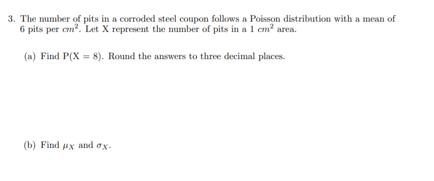 Solved 3. The number of pits in a corroded steel coupon | Chegg.com