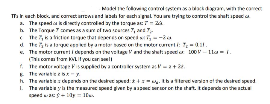 Solved Model the following control system as a block | Chegg.com