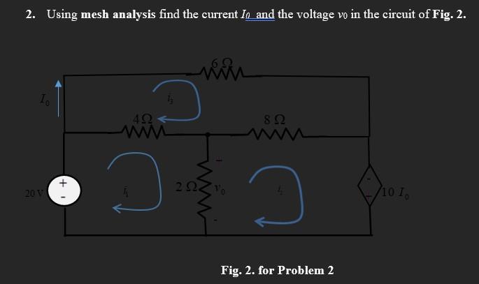 Solved 2. Using mesh analysis find the current In and the | Chegg.com