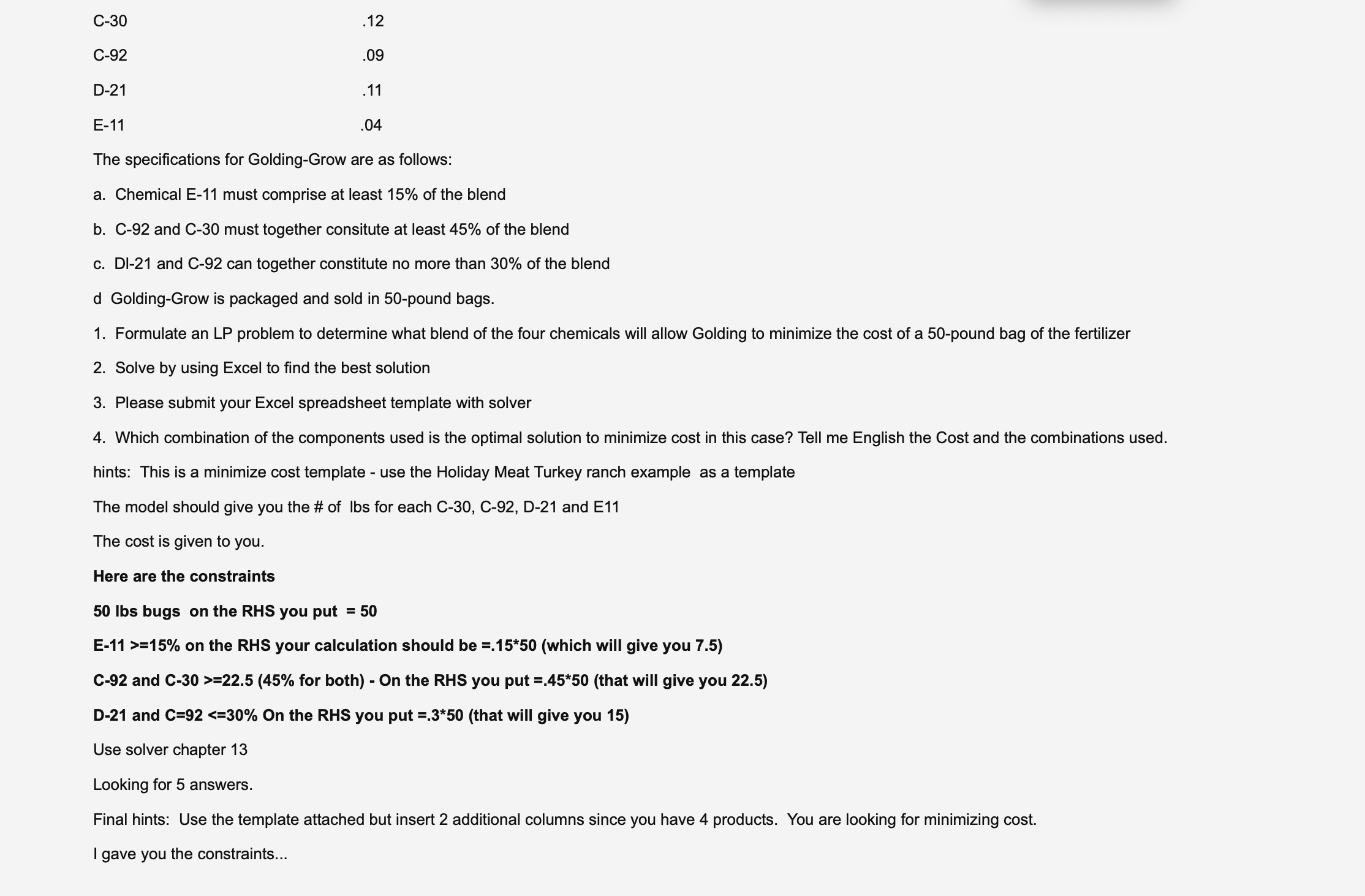 Solved Attached Files: ] Solver template to use with Case | Chegg.com