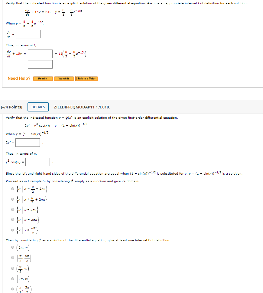 Solved Verify that the indicated function is an explicit | Chegg.com