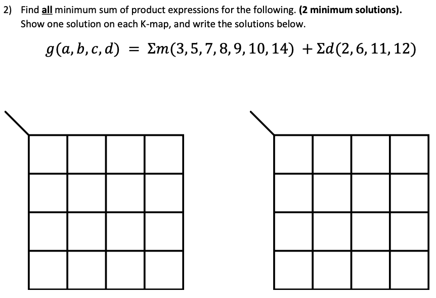 Solved Find all minimum sum of product expressions for the | Chegg.com