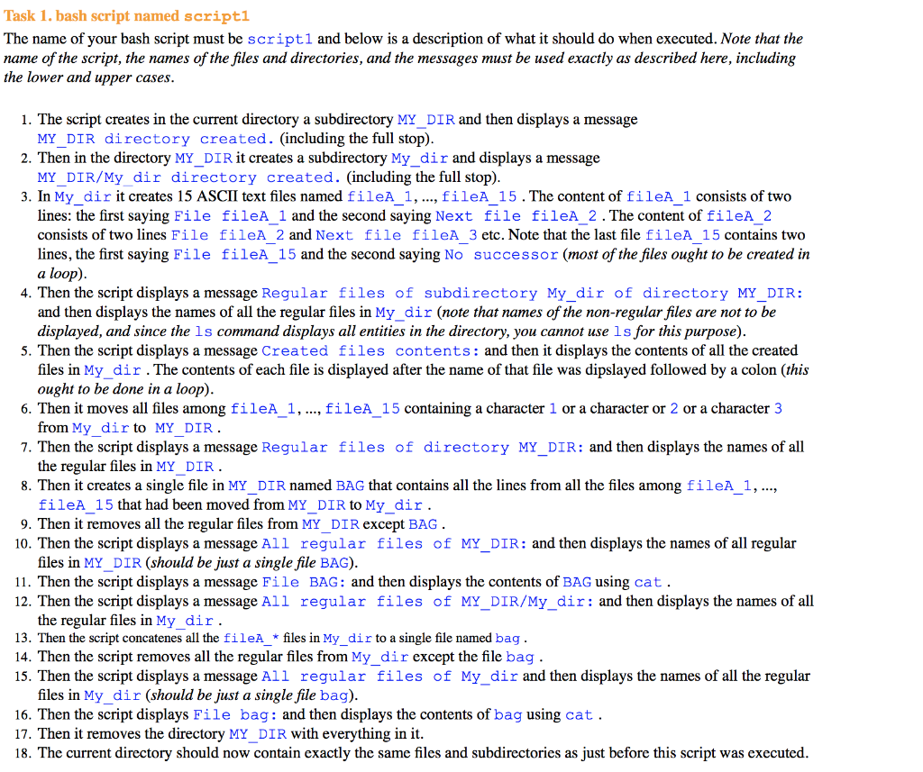 Solved Task 1. bash script named scripti The name of your | Chegg.com