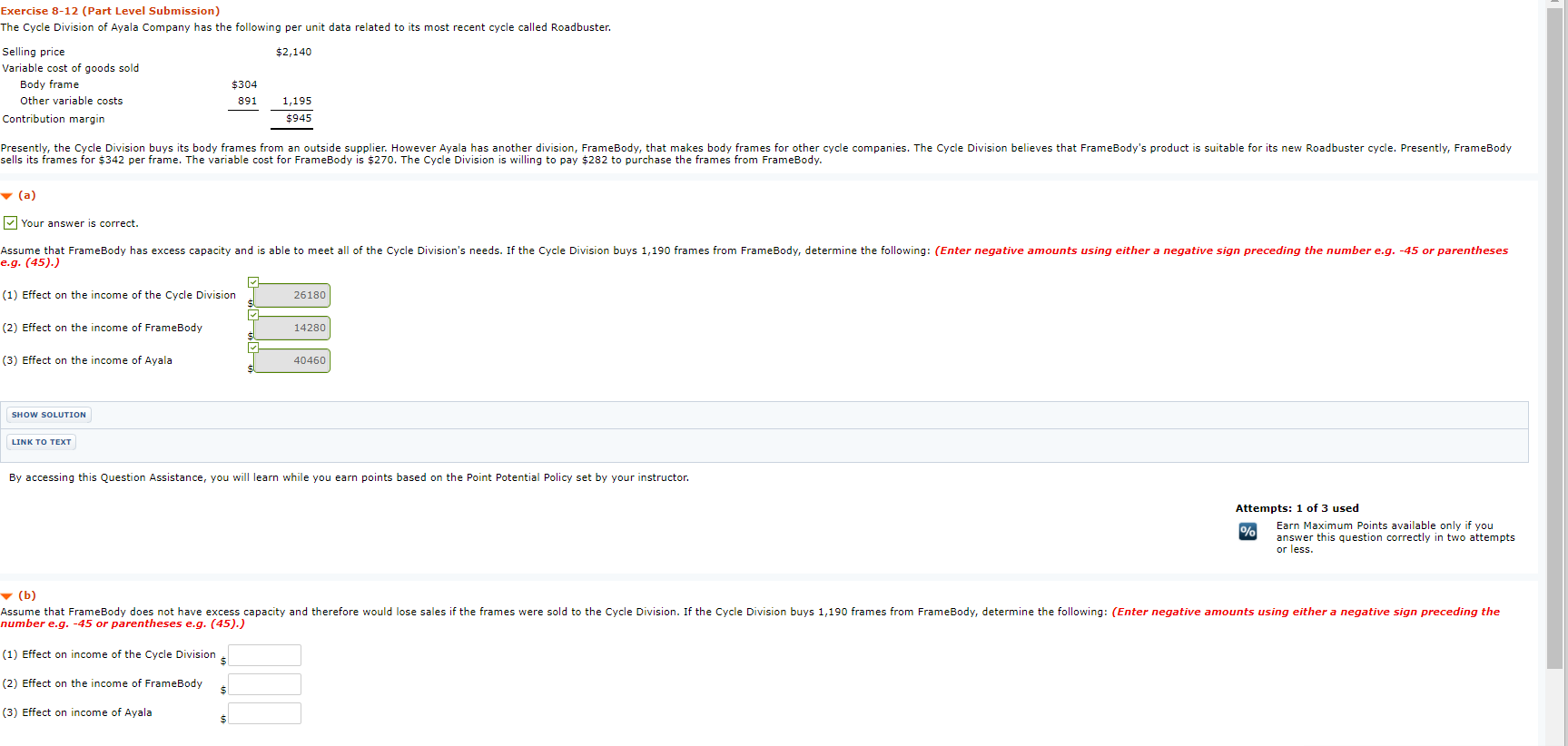 Solved Exercise 8-12 (Part Level Submission) The Cycle | Chegg.com