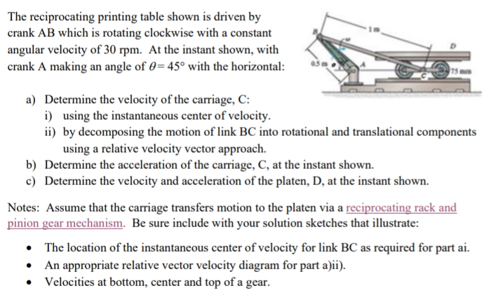 The reciprocating printing table shown is driven by | Chegg.com