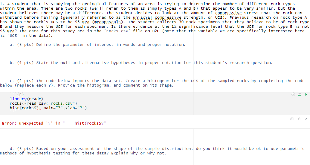 Solved 1. A student that is studying the geological features | Chegg.com