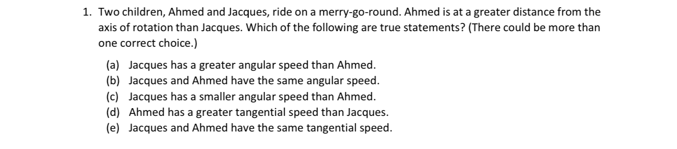 Solved Two children, Ahmed and Jacques, ride on a | Chegg.com