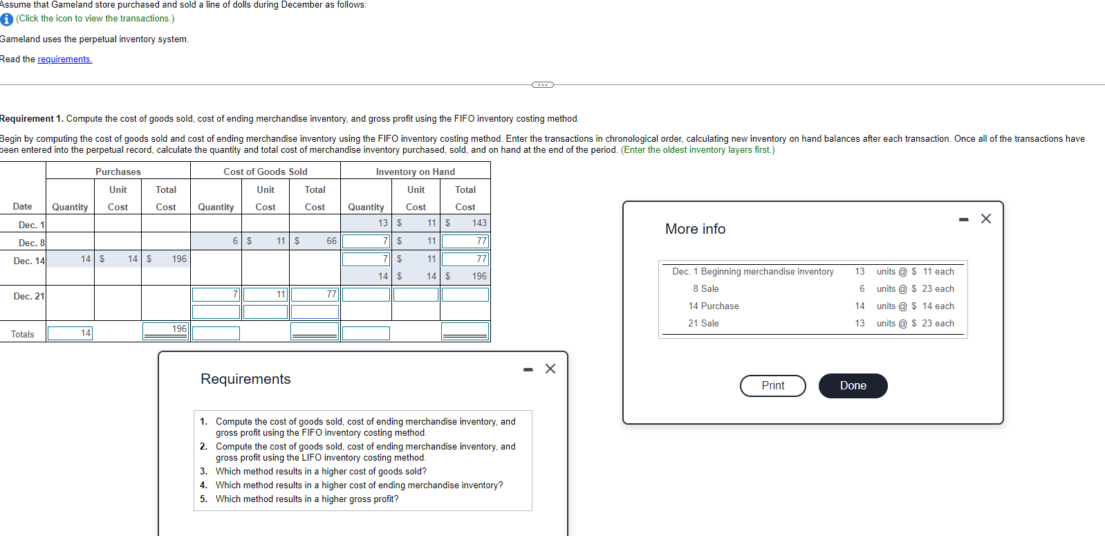 Solved Assume that Gameland store purchased and sold a line | Chegg.com