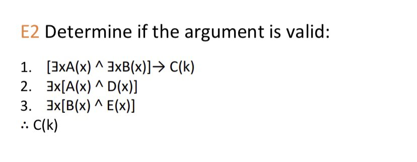 Solved E2 Determine if the argument is valid: 1. | Chegg.com