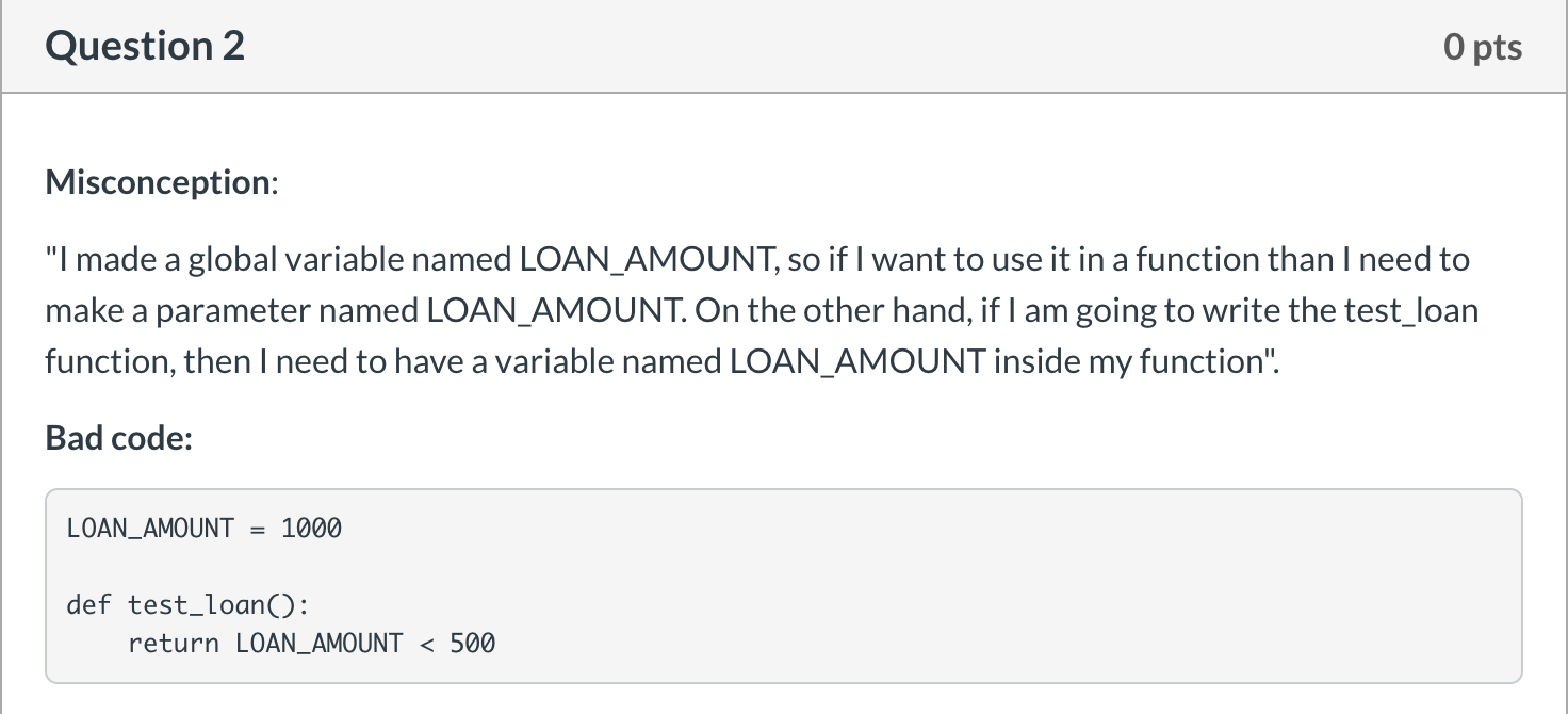 Solved PYTHON An explanation of the misconception. An | Chegg.com