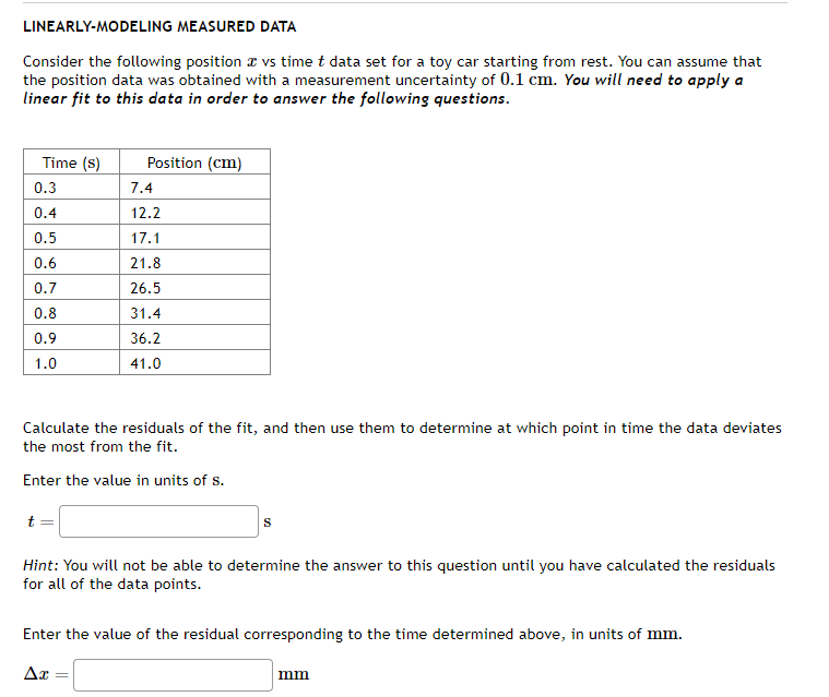 Solved LINEARLY-MODELING MEASURED DATA Consider the | Chegg.com