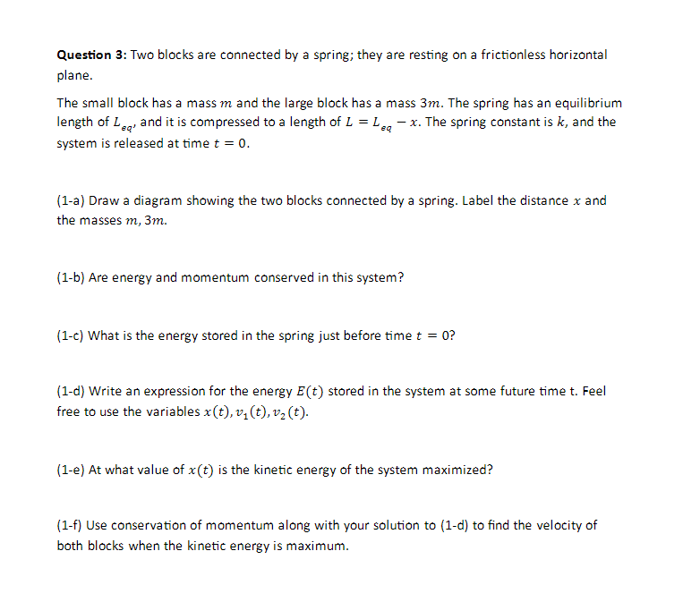 Solved Question 3: Two blocks are connected by a spring; | Chegg.com