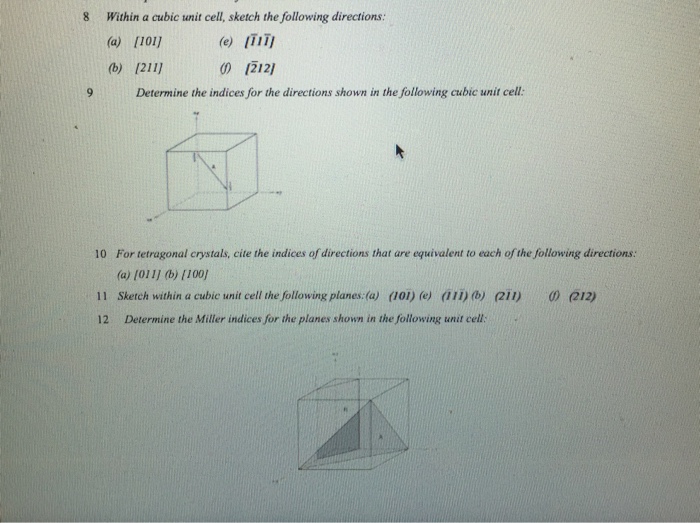 Solved Within a cubic unit cell, sketch the following | Chegg.com