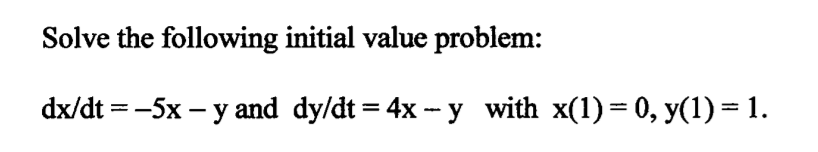 Solved Solve the following initial value problem: dx/dt = | Chegg.com