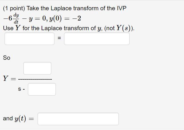 Solved (1 ﻿point) ﻿Take the Laplace transform of the | Chegg.com