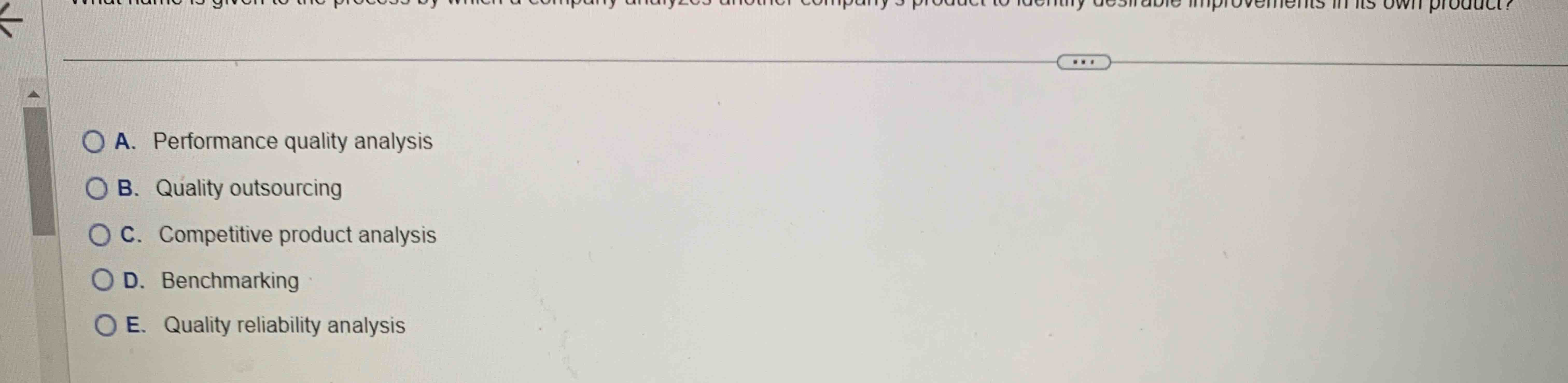 Solved A. ﻿Performance quality analysisB. ﻿Quality | Chegg.com