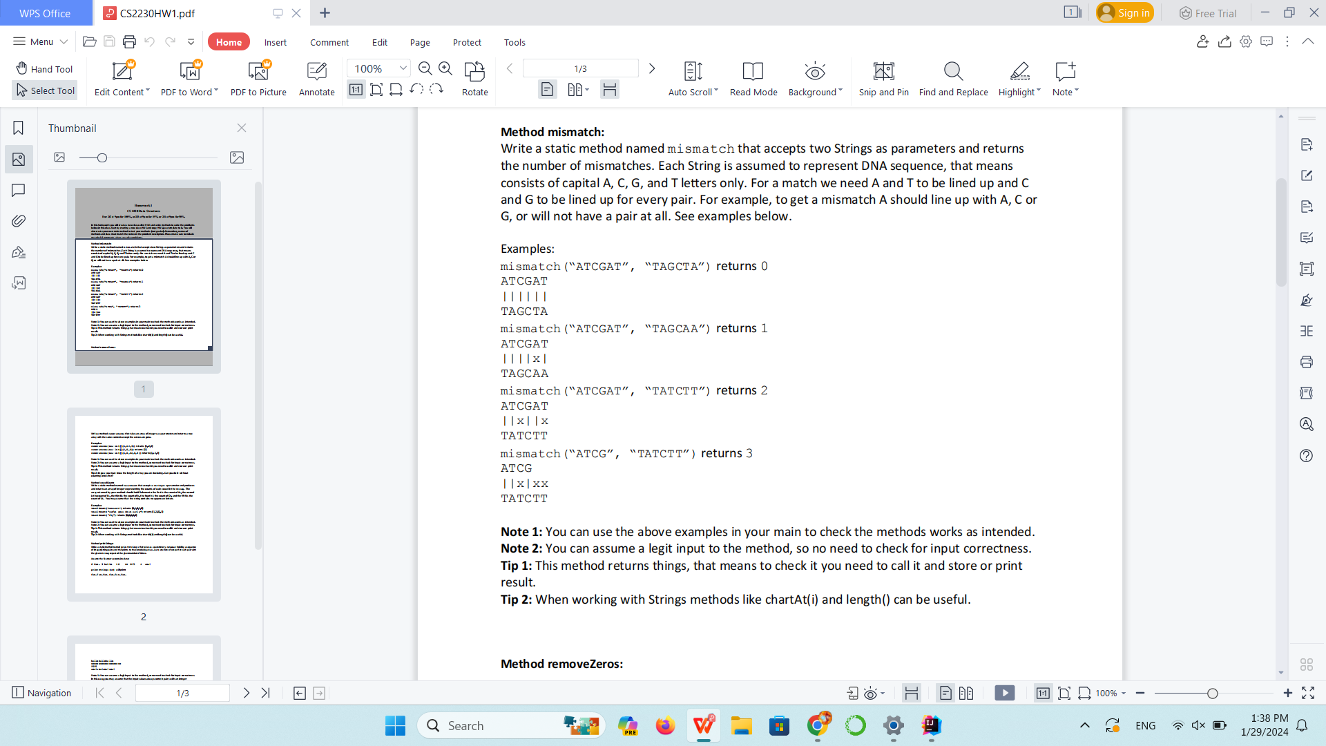 Solved Method Mismatch Write A Static Method Named Mismatch
