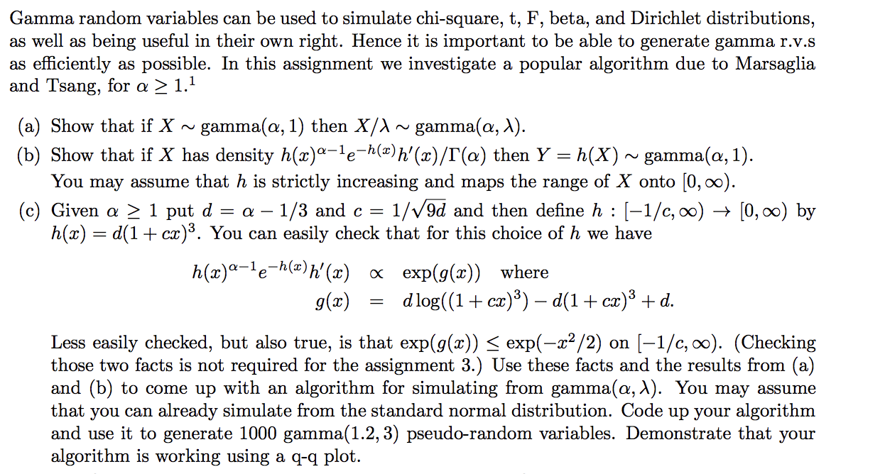 Gamma Random Variables Can Be Used To Simulate 