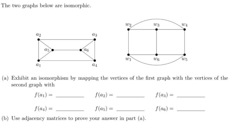 Solved The two graphs below are isomorphic. W2 W3 W4 02 a3 | Chegg.com