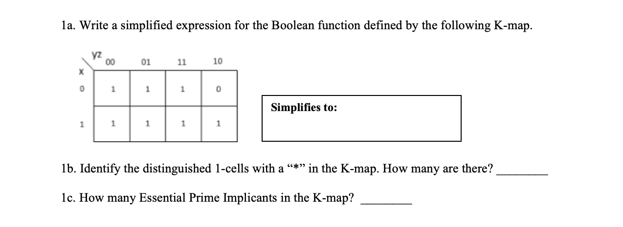 Solved 1a. Write a simplified expression for the Boolean | Chegg.com