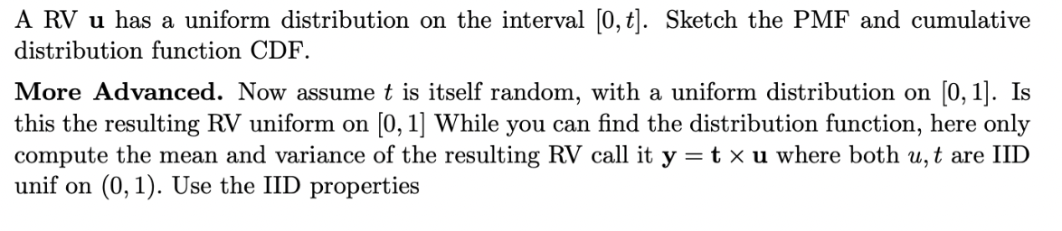 Solved A RV u has a uniform distribution on the interval [0, | Chegg.com