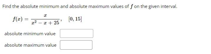 Solved Find the absolute minimum and absolute maximum values | Chegg.com