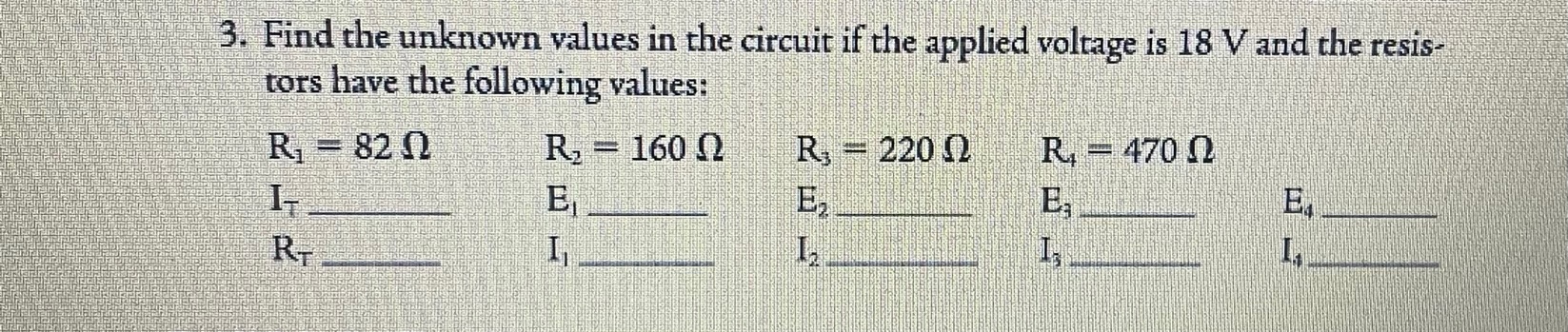 Find the unknown values in the circuit if the applied | Chegg.com