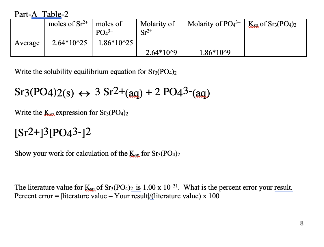 Solved Need Help with calculation of Ksp for Sr3(PO4)2 . | Chegg.com