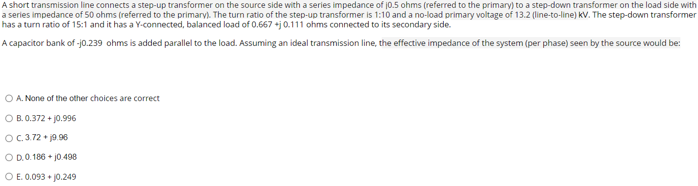 Solved A short transmission line connects a step-up | Chegg.com