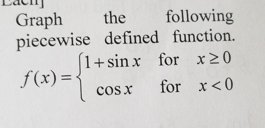 Solved Graph the following piecewise defined function 1+sinx | Chegg.com