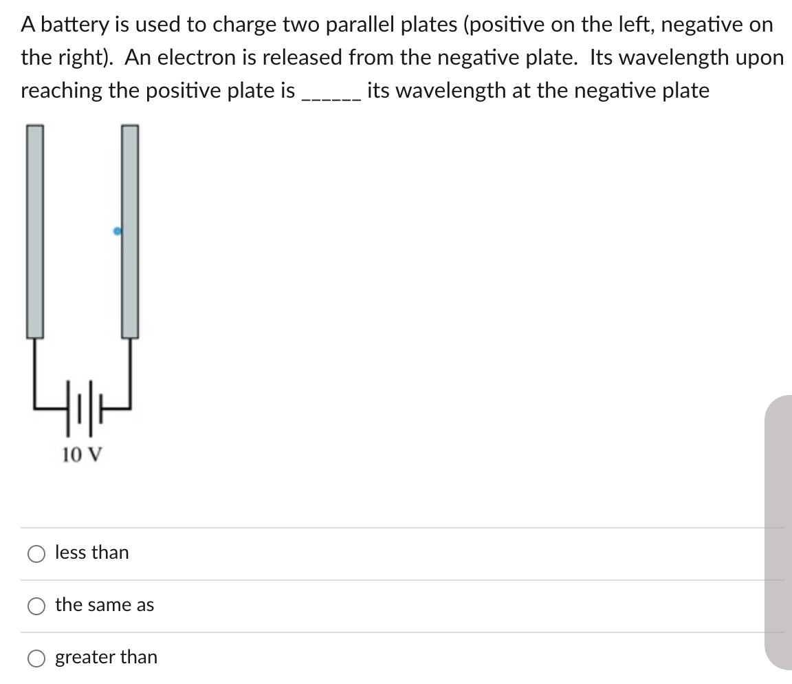 Solved A battery is used to charge two parallel plates | Chegg.com