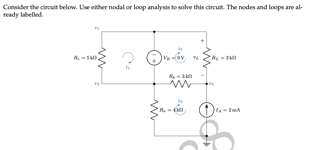 Solved Consider the circuit below. Use either nodal or loop | Chegg.com