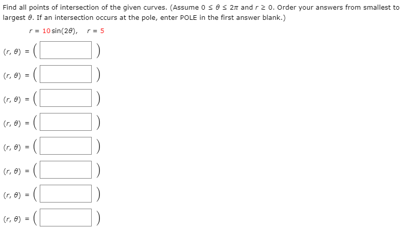 Solved Find all points of intersection of the given curves. | Chegg.com