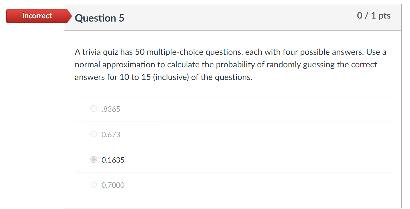 Solved A trivia quiz has 50 multiple-choice questions, each | Chegg.com