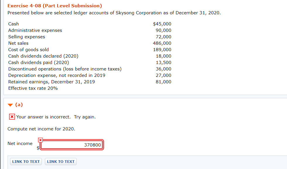 Solved Exercise 4-08 (Part Level Submission) Presented below | Chegg.com