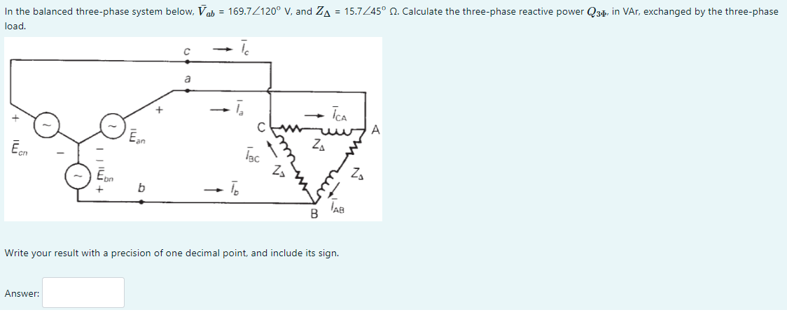 Solved In the balanced three-phase system below, V ab = | Chegg.com