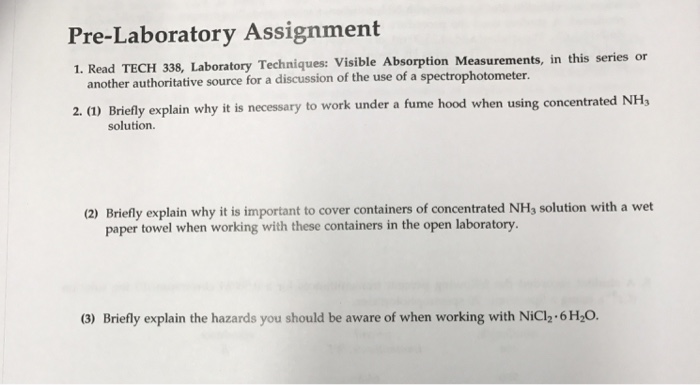Solved Read TECH 338, Laboratory Techniques: Visible | Chegg.com