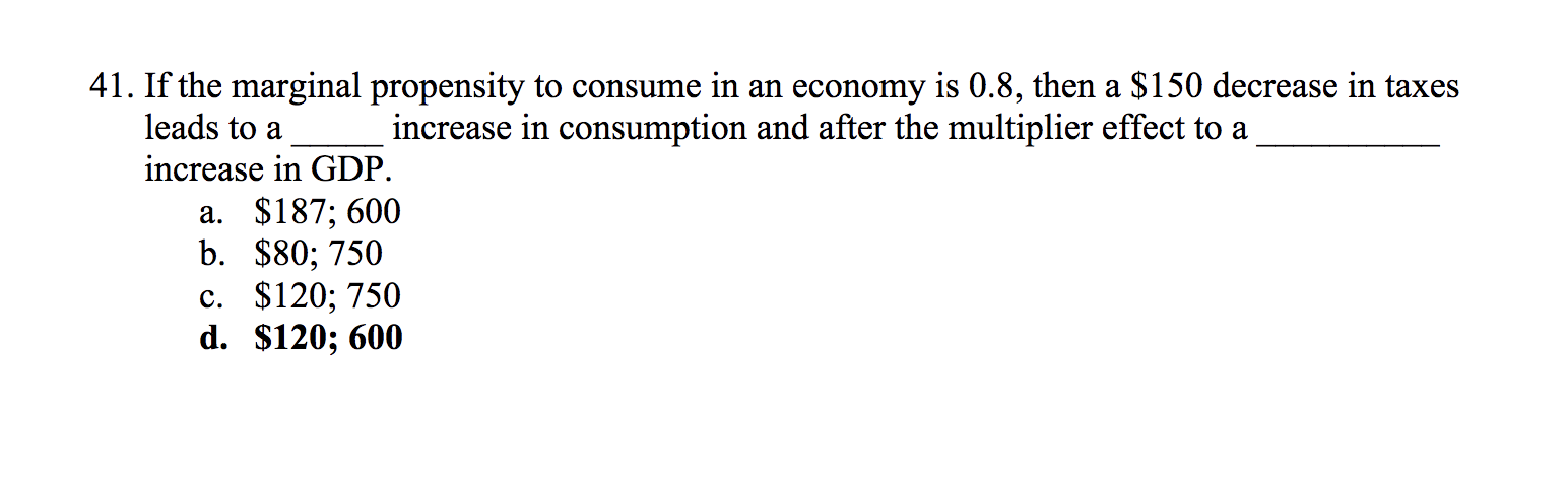 Solved 41. If the marginal propensity to consume in an | Chegg.com