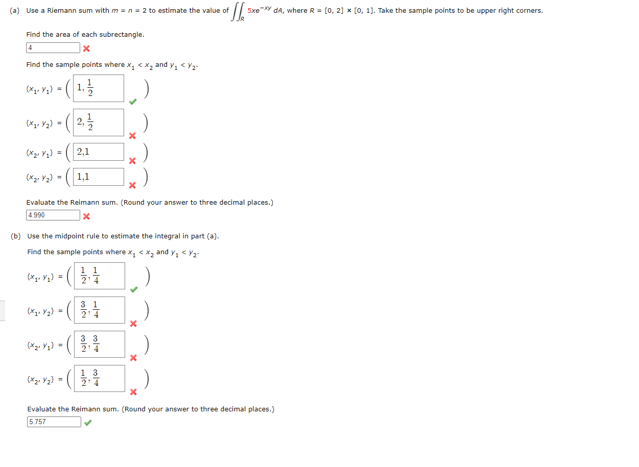 Solved (a) Use a Riemann sum with m = n = 2 to estimate the | Chegg.com