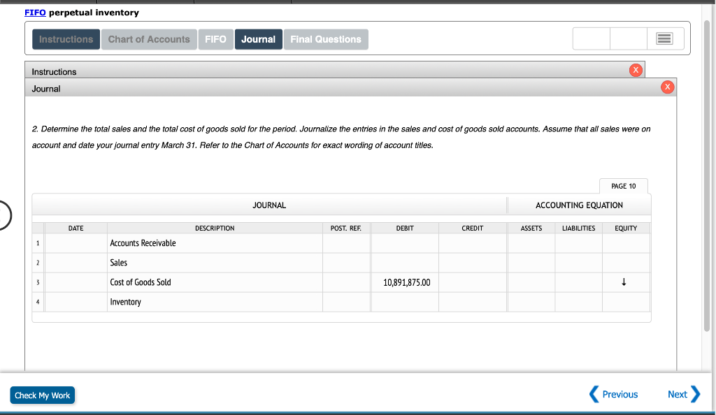 Solved FIFO perpetual inventory Instructions Chart of | Chegg.com