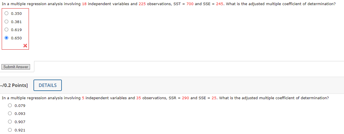 Solved In a multiple regression analysis involving 18 | Chegg.com