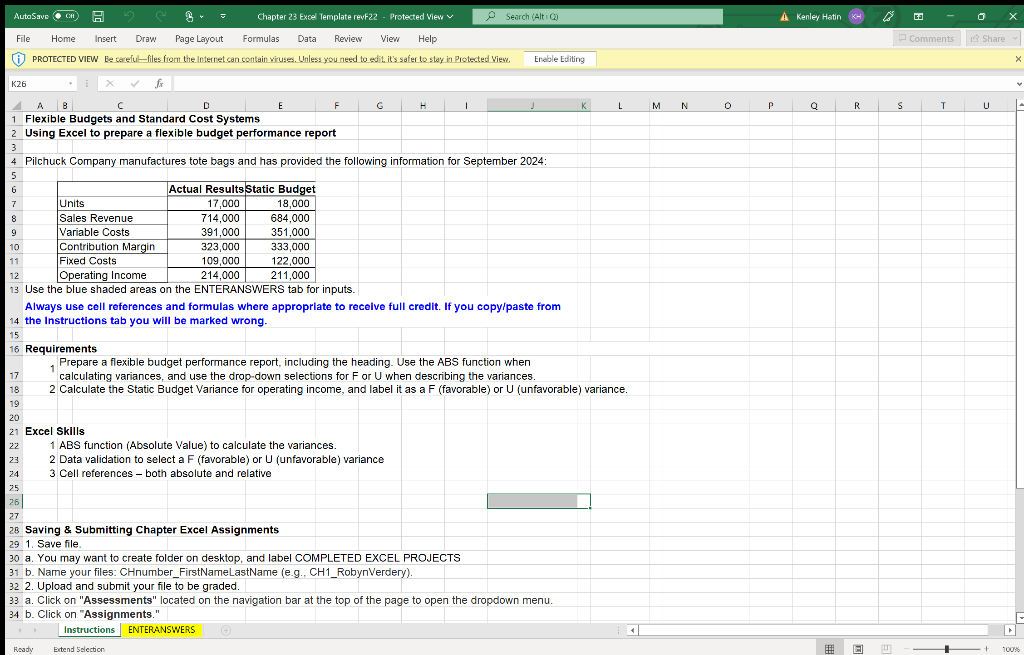 Always use cell references and formulas where | Chegg.com