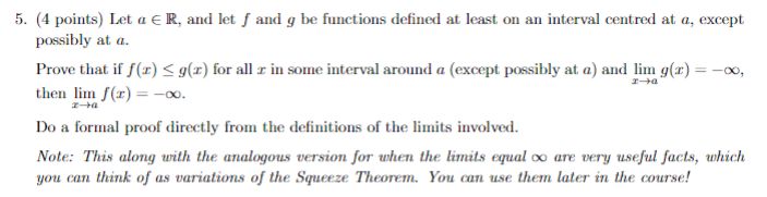 Solved (4 ﻿points) ﻿Let ainR, and let f ﻿and g ﻿be functions | Chegg.com