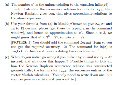 % Matlab script for implementing the Newton-Raphson | Chegg.com