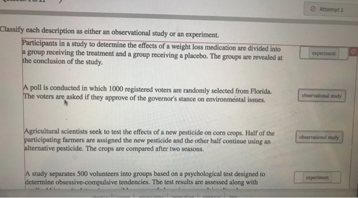 Solved Attempt 2 Classify each description as either an | Chegg.com