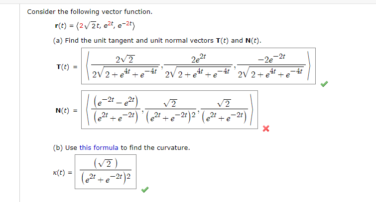 Solved Consider the following vector function. r(t) = (2V2t, | Chegg.com