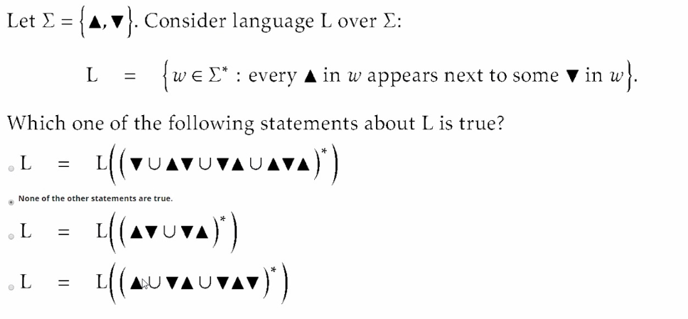 Solved Let I = {,v}. Consider language L over L: L = {we L* | Chegg.com