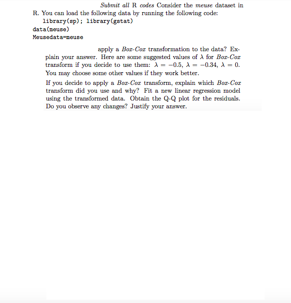 Solved Submit all R codes Consider the meuse dataset in R. | Chegg.com